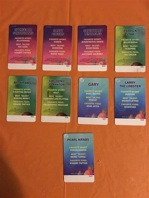 Spongebob Coin Pusher Dave Busters All Cards Gary Krabs Sandy Patrick