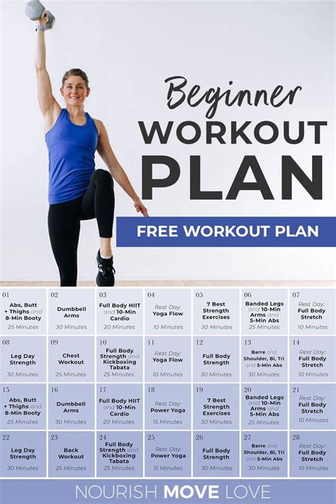 30 Day Beginner Workout Plan Videos Nourish Move Love