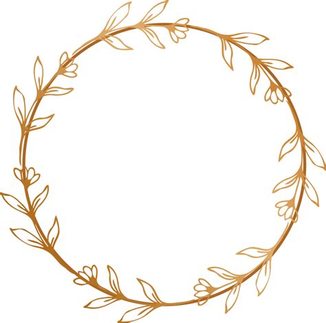 Gold Circle Floral Frame Border For Wedding Or Engagement Invitations