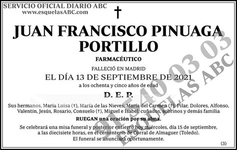 Juan Francisco Pinuaga Portillo Esquelas ABC