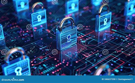 Locks On Circuit Pattern Concept Of Data Security And Cybersecurity Ai Generated Stock