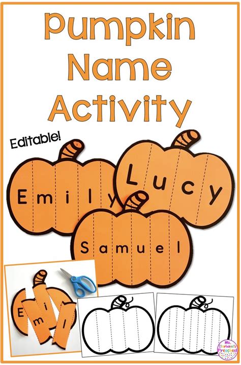 Pumpkin Name Activity With Cut Out Pictures