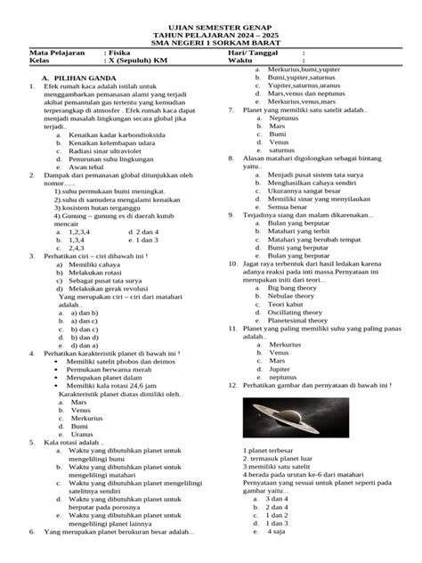 Ujian Semester Genap Kelas X Km 1 7 2024 Pdf