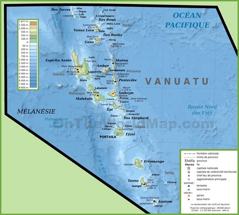 Physical Map Of Vanuatu Islands Ontheworldmap
