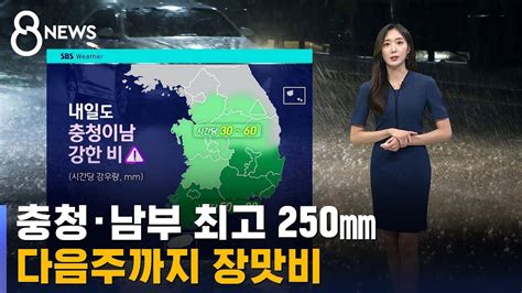 날씨 충청·남부 최고 250㎜ 온다다음주까지 장맛비 Sbs 8뉴스 Youtube