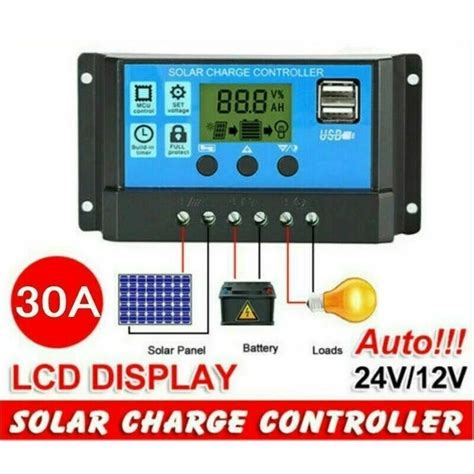 Pwm 30a Solar Charge Controller Lcd Display 12v 24v Dual Usb Solar