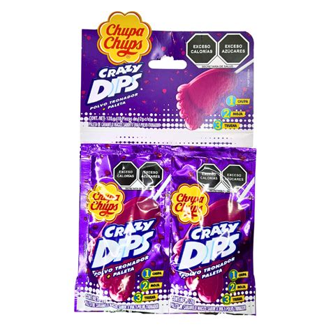 Crazy Dips Uva 10pz Chupa Chups Dulcerías Y Abarroteras Vázquez