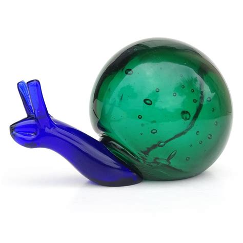 Salviati Murano Sommerso Blue Green Italian Art Glass Snail Figure