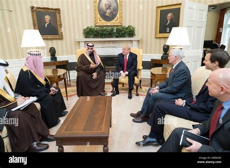 Saudi Arabian Deputy Crown Prince Mohammed Bin Salman Left Meets With