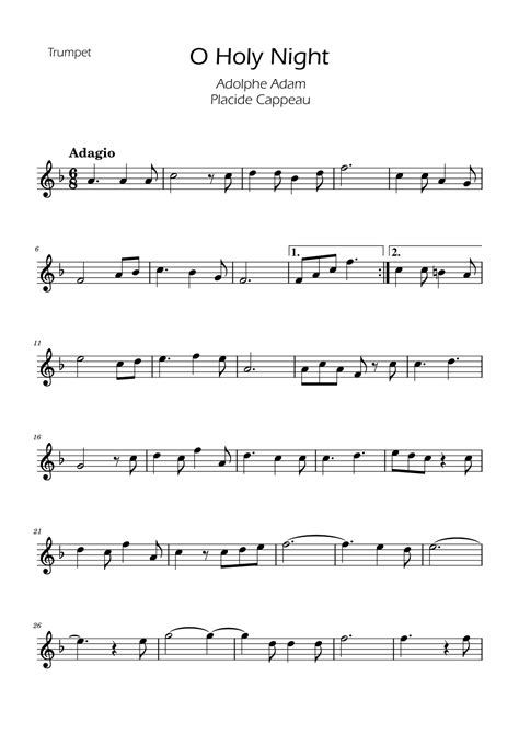 O Holy Night Trumpet Solo Arr Ygor Nunes Partituras Aldoph Adam