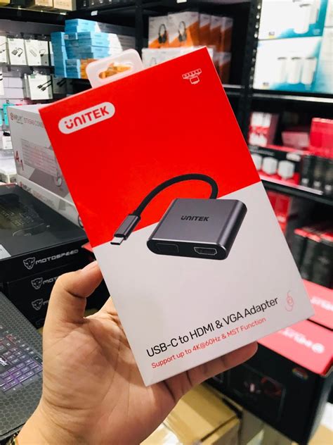 Unitek Usb C Male To Hdmi Vga Female Adapter With Mst Dual Monitor