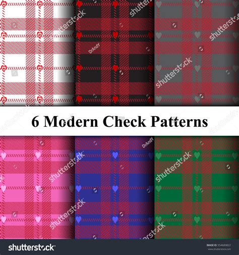 Set Stylish Romantic Checked Patterns Vector Stock Vector Royalty Free