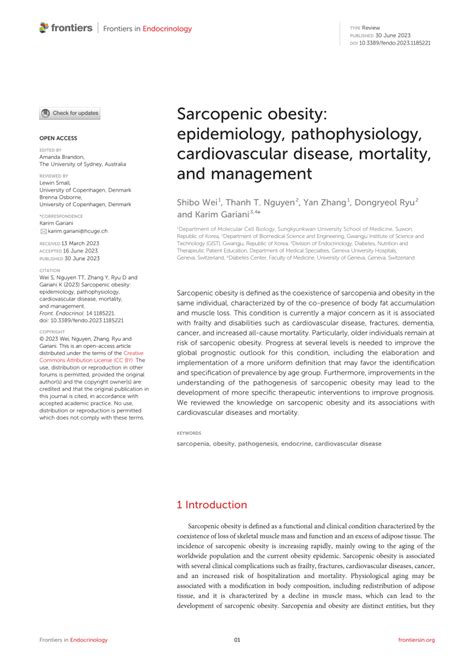 Pdf Sarcopenic Obesity Epidemiology Pathophysiology Cardiovascular