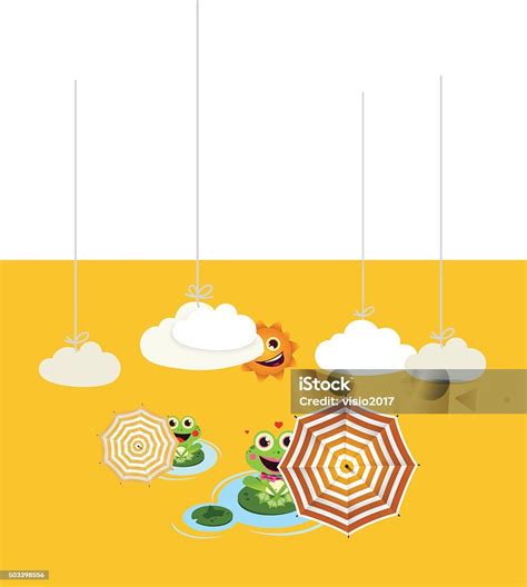 개구리 우산 여름 개구리에 대한 스톡 벡터 아트 및 기타 이미지 개구리 구름 노랑 Istock