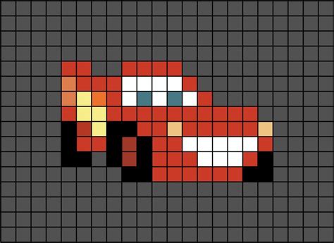 A Small Ish Pixel Art Template Of Lightning McQueen Easy Pixel Art