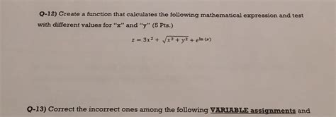 solved q 12 create a function that calculates the following