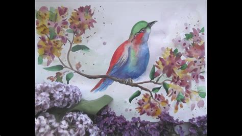 Рисуем птичку на ветке Youtube