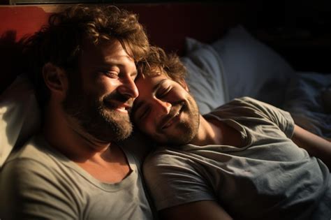 Premium Photo Happiness Gay Couple Relax On Bed For Lgbtq Concept