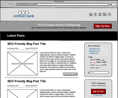 Blog Wireframe Template