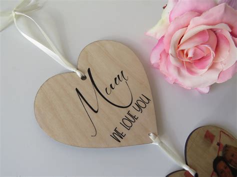 T For Mummy Personalised Wooden Photo Heart Links Your Etsy