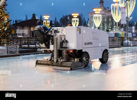 Moscow Russia November 29 2020 Ice Resurfacer In Action At The