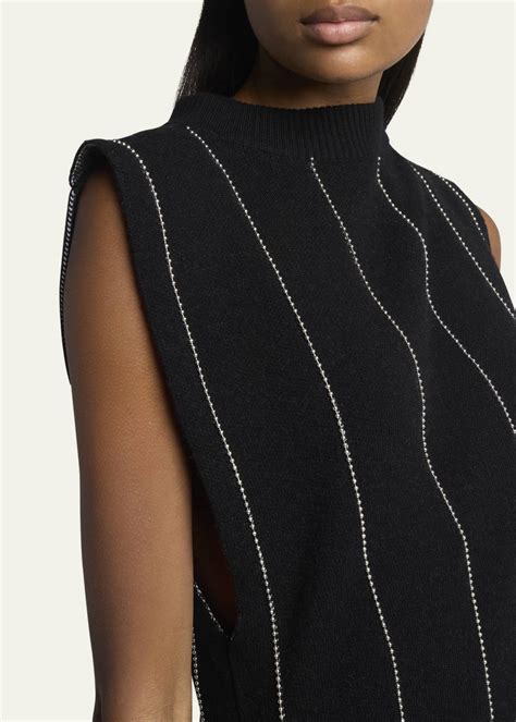 Sacai Long Chalk Stripe Knit Asymmetric Dress Bergdorf Goodman