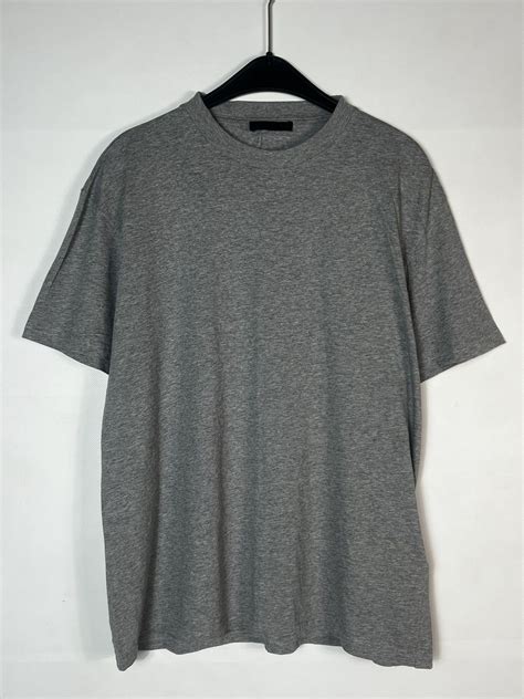 Designer × Luxury × Prada Prada Triangle Logo Gray Tee Blanked Prada Milano Grailed