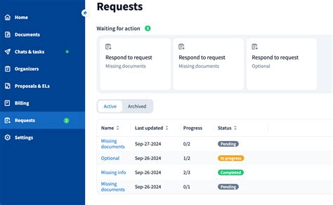Complete Requests Taxdome Client Knowledge Base