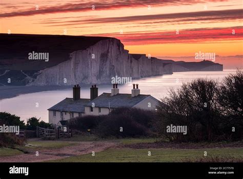 The Seven Sisters White Chalk Cliffs At Sunrise From Cuckmere Haven