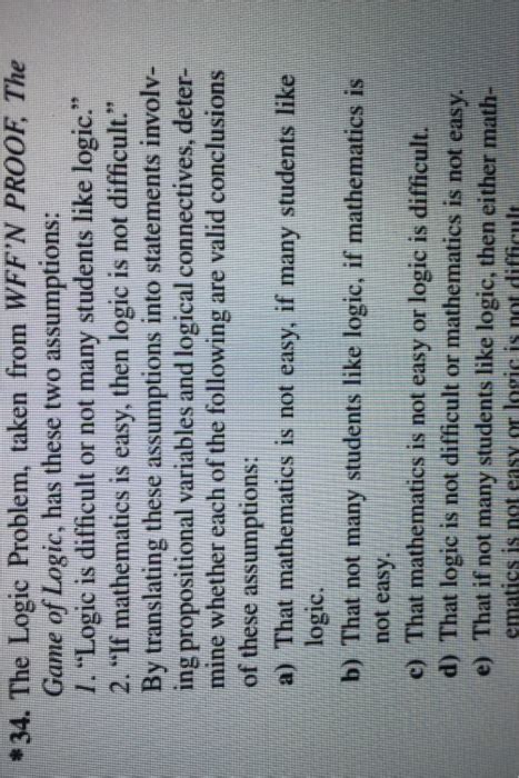 Solved The Logic Problem Taken From WFF N PROOF The Game Chegg Com