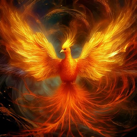 fénix pájaro con extendido alas creciente ardiente en llamas épico