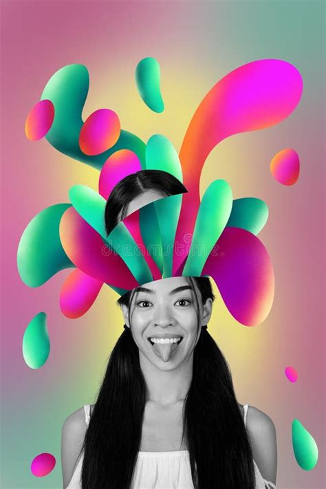 Poster Banner 3d Collage Sketch Image Billboard Of Funky Carefree Crazy