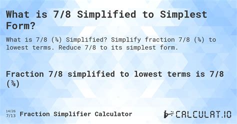 What Is 7 8 Simplified To Simplest Form Calculatio