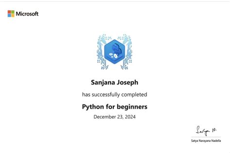 sanjana joseph on linkedin learningjourney pythonprogramming progress