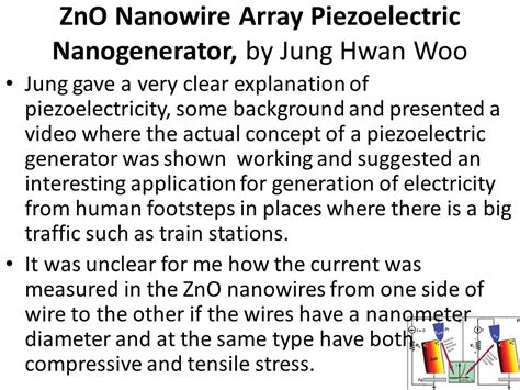 Zno Nanowire Array Piezoelectric Nanogenerator Ppt Video Online Download