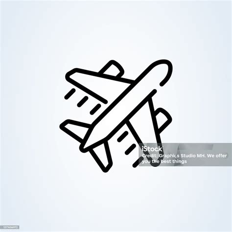 비행기 또는 공항 아이콘 또는 로고 라인 아트 스타일 항공기 항공권 항공 비행 여행 이륙 Ui 및 Ux 웹 사이트 또는 모바일
