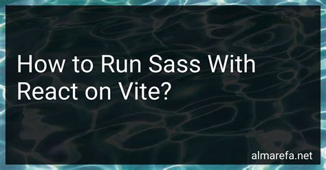 How To Run Sass With React On Vite In 2024