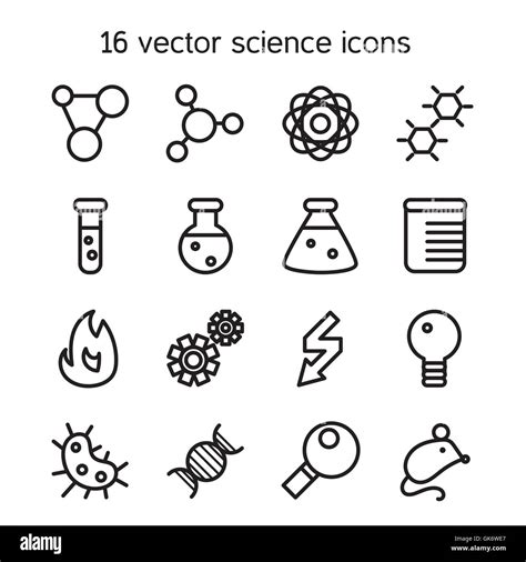 Science Set Icons Laboratory Biology Symbols Vector Stock Vector Image And Art Alamy