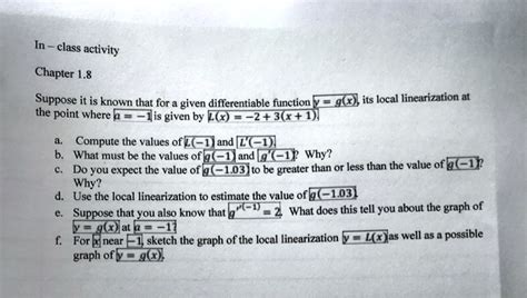 SOLVED Class Activity Chapter 1 8 Suppose It Is Known That For Given