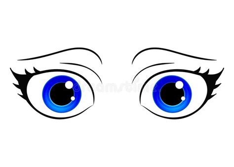 Ojos Azules Del Animado De La Historieta Fijados Vector Ilustración Del