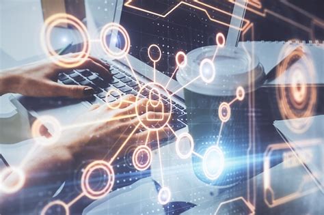 Premium Photo Double Exposure Of Woman Hands Typing On Computer And Social Network Theme