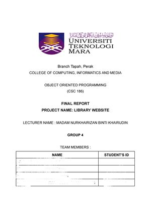 Report Laundry Management System Csc Csc Object Oriented