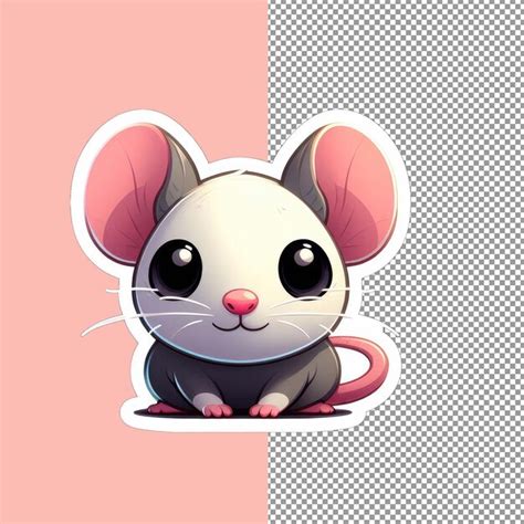 Premium Psd Playful Mouse With Big Ears Png Sticker