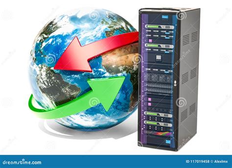 Earth Globe With Server Rack Global Network Concept 3D Rendering