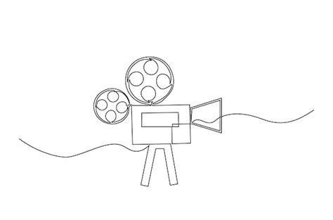 Premium Vector Vintage Analog Movie Projector Continuous One Line Drawing
