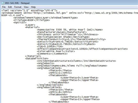 using an xml bsdf file to define a complex system windows and daylighting