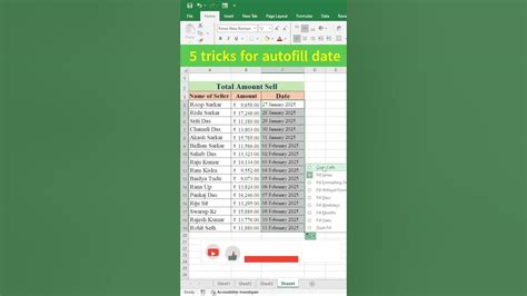 Autofill Date Exceltips Shortsvideo Smartexcel Spreadsheet Youtube