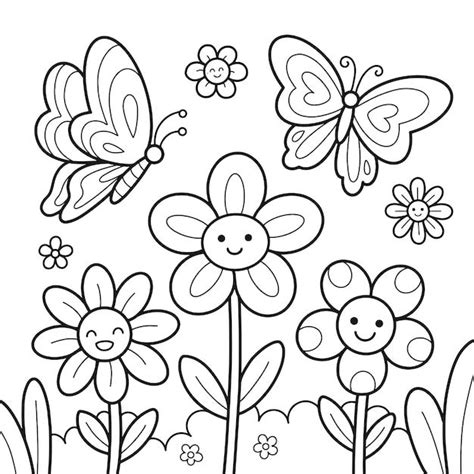 Dibujos Para Colorear Y Imprimir De Flores Y Mariposas Dibujos Cute