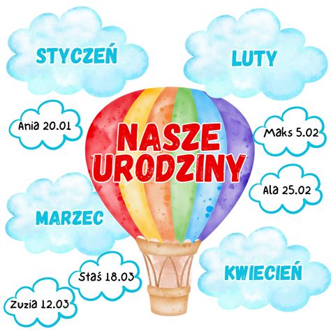 Balon I Chmury Kalendarz Urodzin