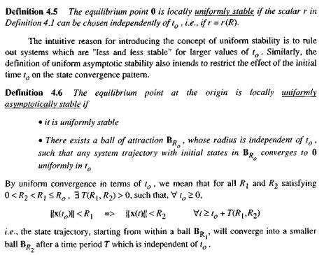 Control Theory Asymptotical Stability Vs Asymptotic Uniform Stability